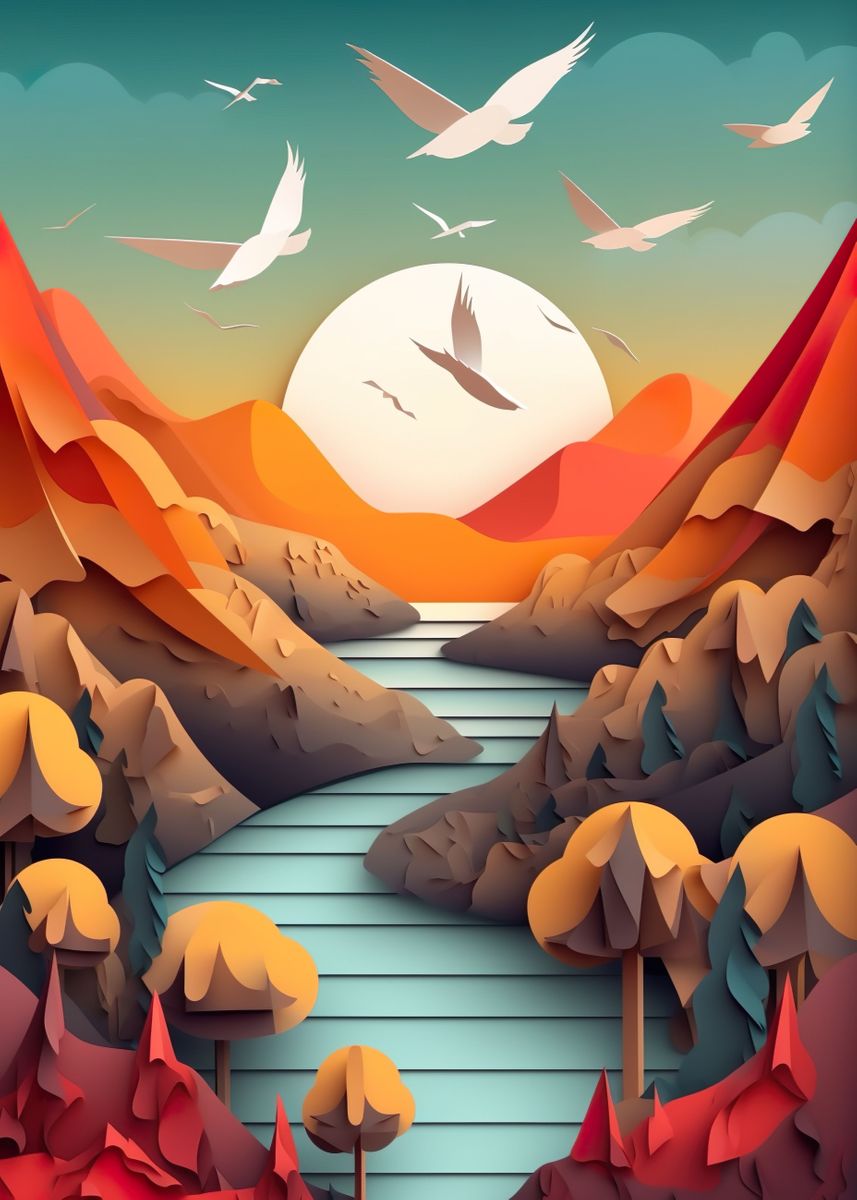 'Abstract 3D Landscape' Poster, picture, metal print, paint by AyrioArt ...