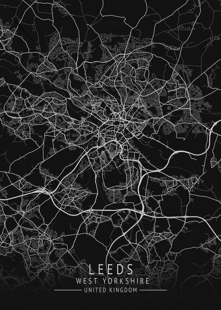 'Leeds UK City Map' Poster, picture, metal print, paint by Gigi Bgm ...