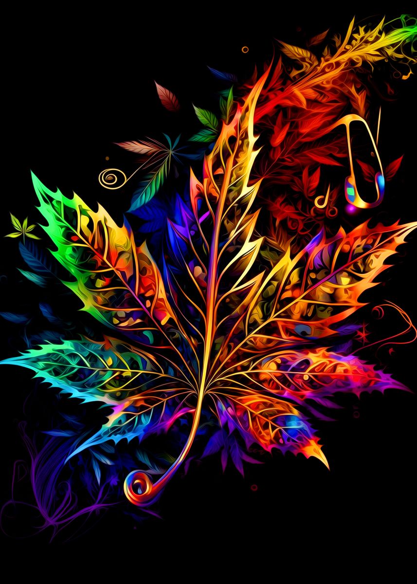 'Colorful Cannabis' Poster, picture, metal print, paint by Tiker Arts ...