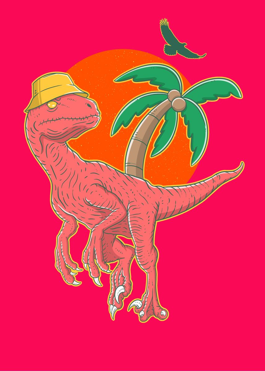 'Summer Raptor' Poster by ArtThree Studio | Displate