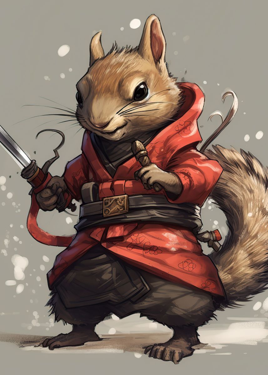 'Samurai squirrel' Poster, picture, metal print, paint by Leigh Horne ...
