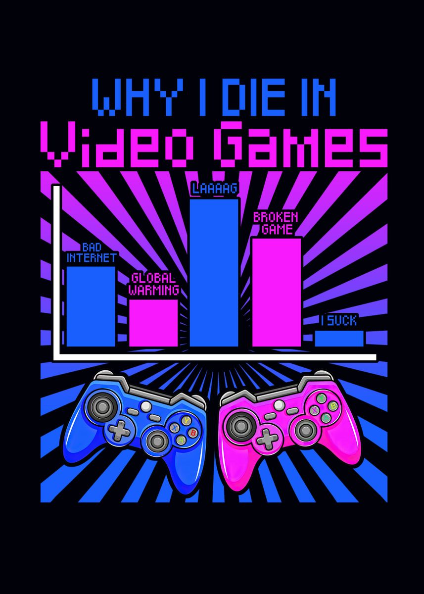 'Funny Controller Gaming ' Poster, picture, metal print, paint by KING ...