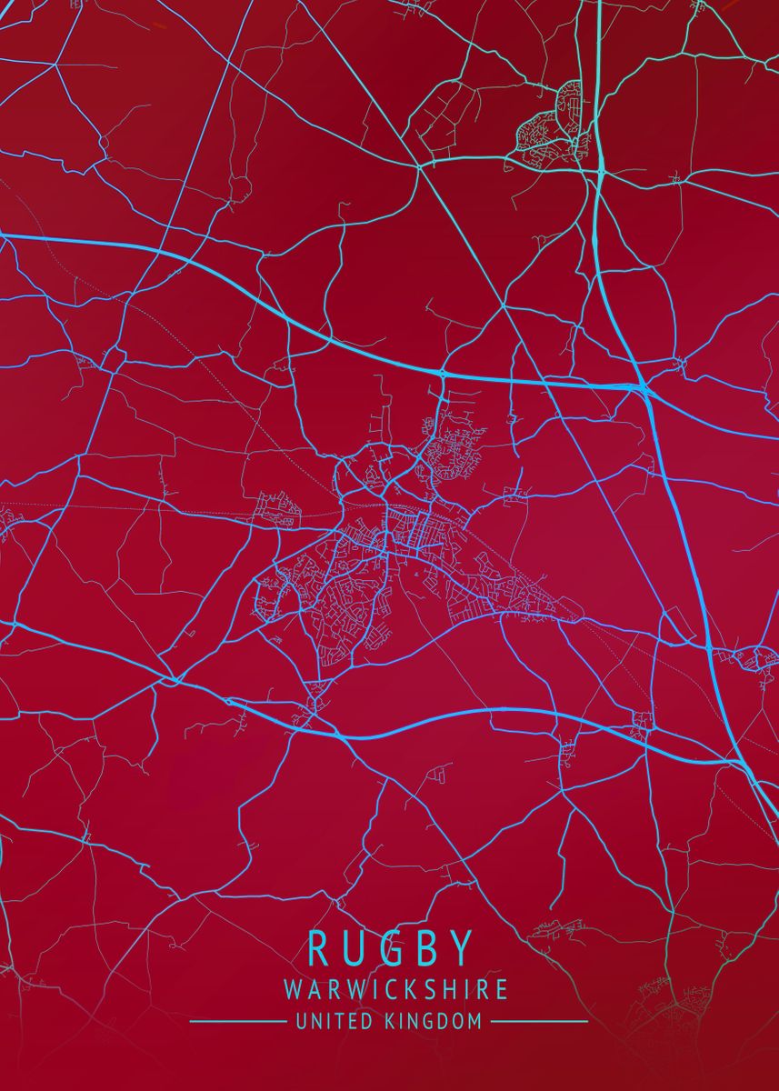 'Rugby UK City Map' Poster, picture, metal print, paint by Gigi Bgm ...