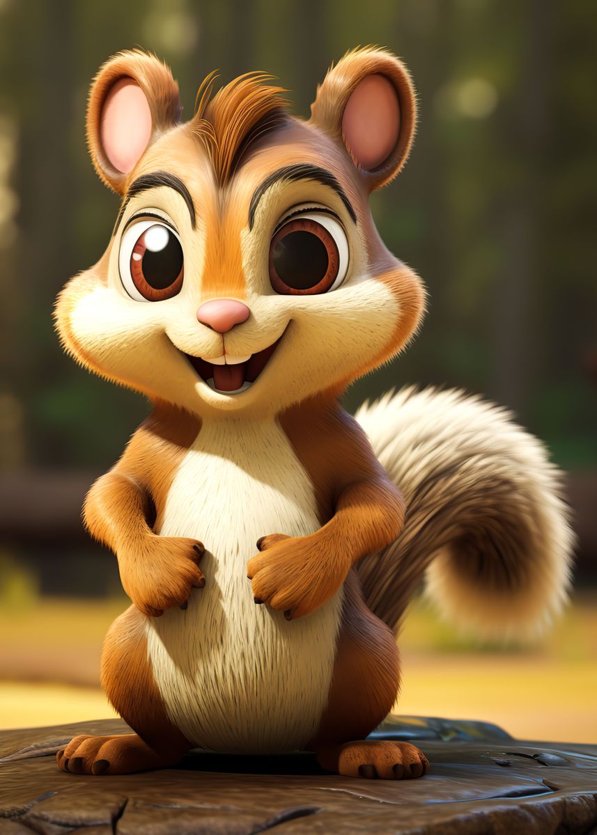 'Cute chipmunk' Poster, picture, metal print, paint by Yannis Denton ...