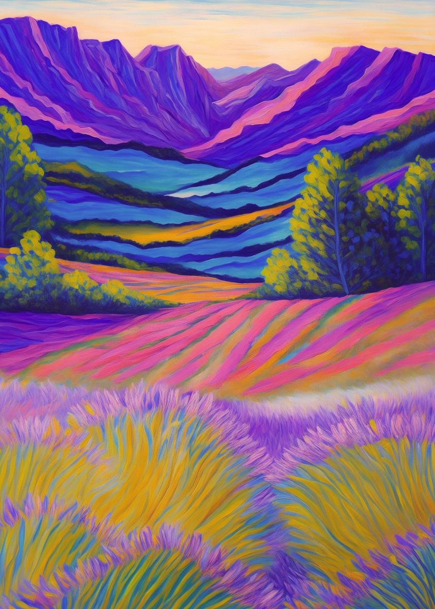 'Purple Landscape' Poster, picture, metal print, paint by Long Shot ...