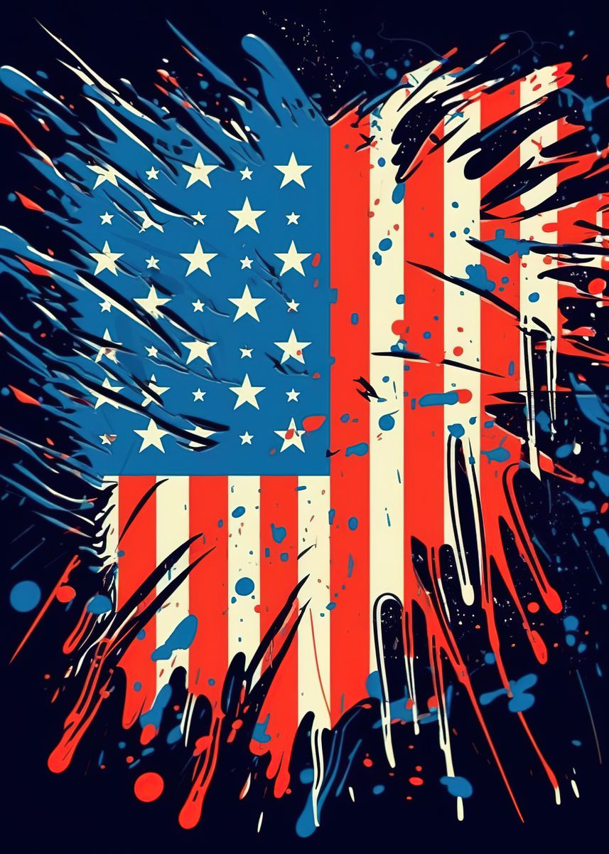 'american flag' Poster, picture, metal print, paint by Philippa ...