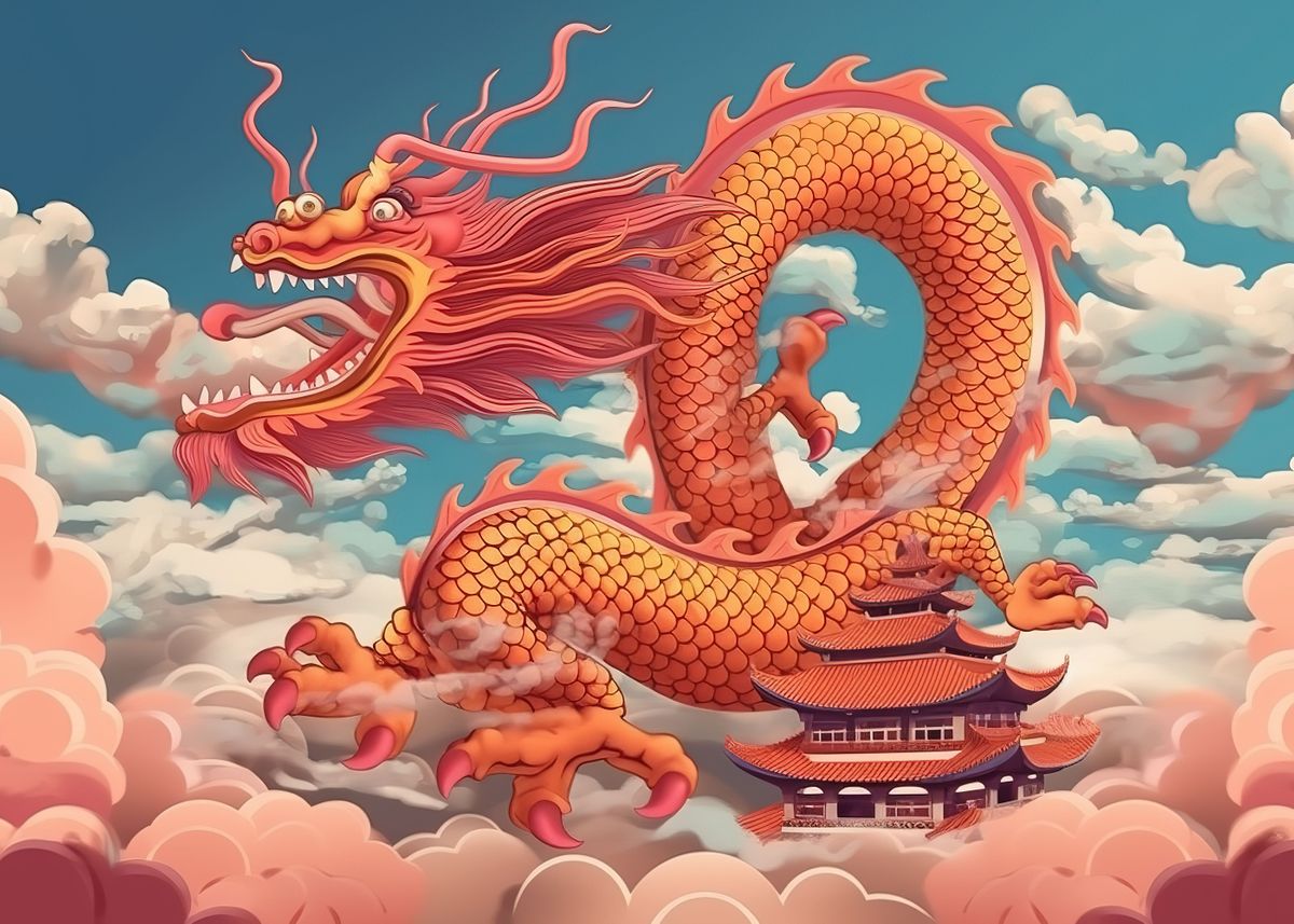 'Chinese Dragon Landscape ' Poster by Daniaal Odonnell | Displate