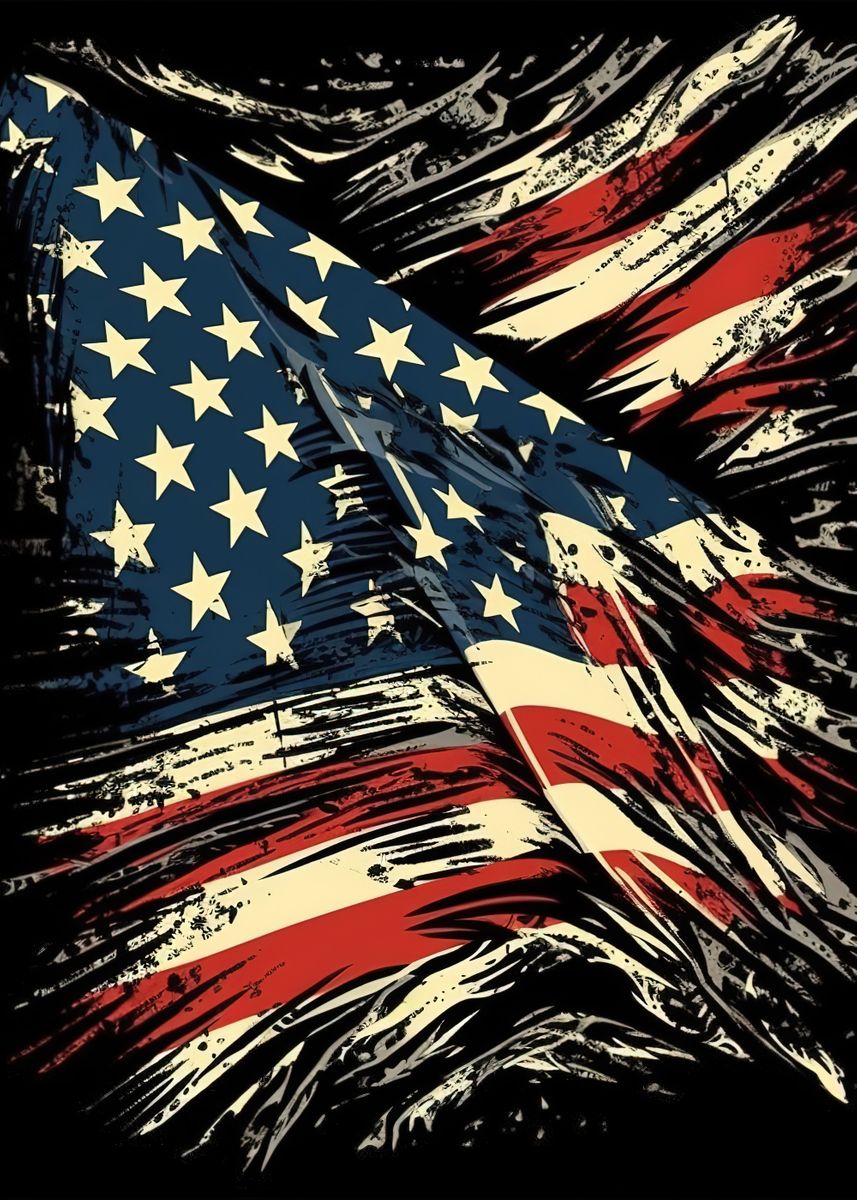 'american flag' Poster, picture, metal print, paint by Philippa ...