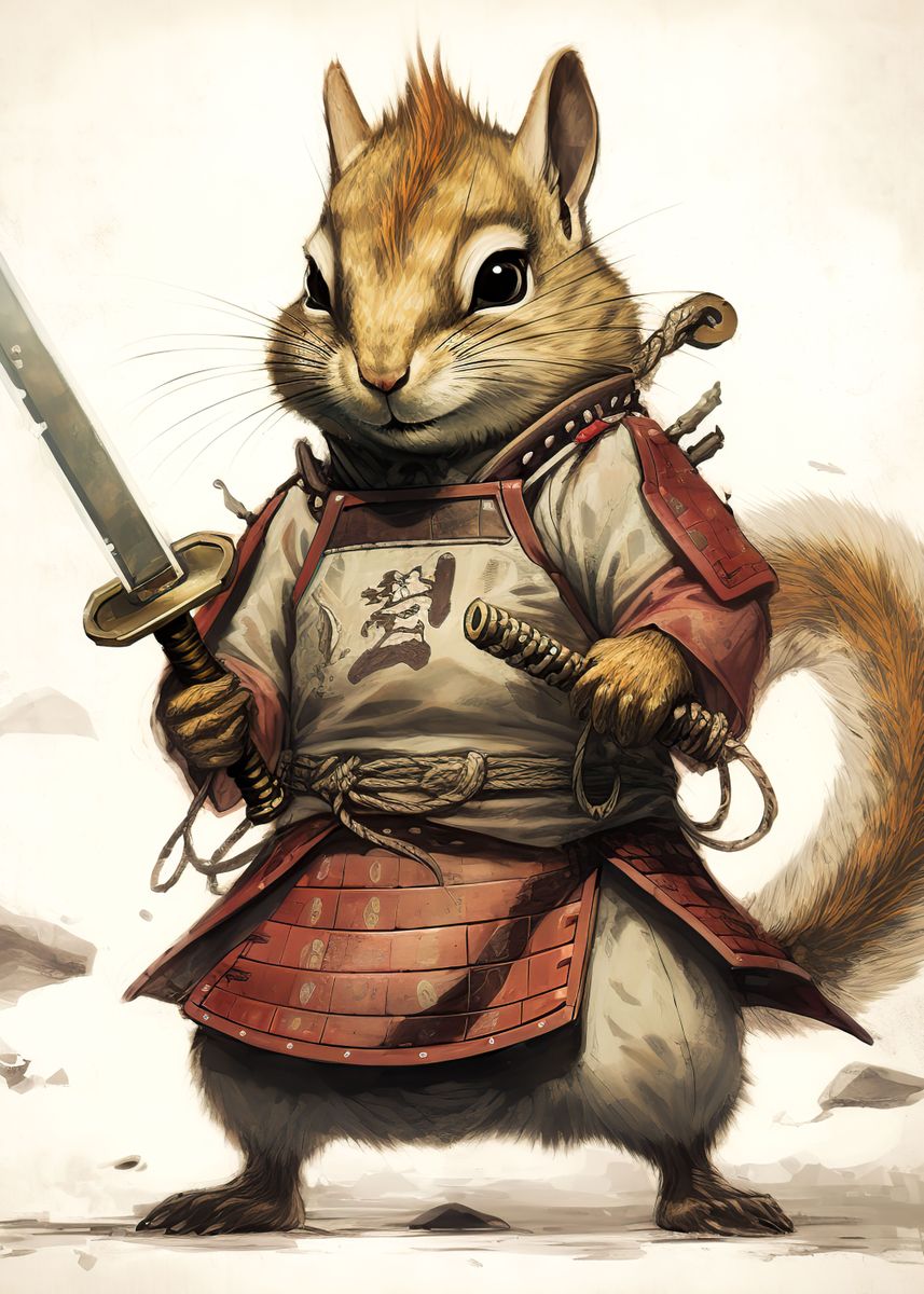 'Samurai squirrel' Poster, picture, metal print, paint by LeighHorne ...