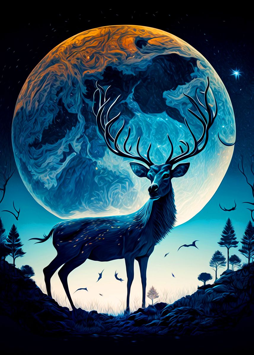 'Deer' Poster, picture, metal print, paint by Rane Acer | Displate