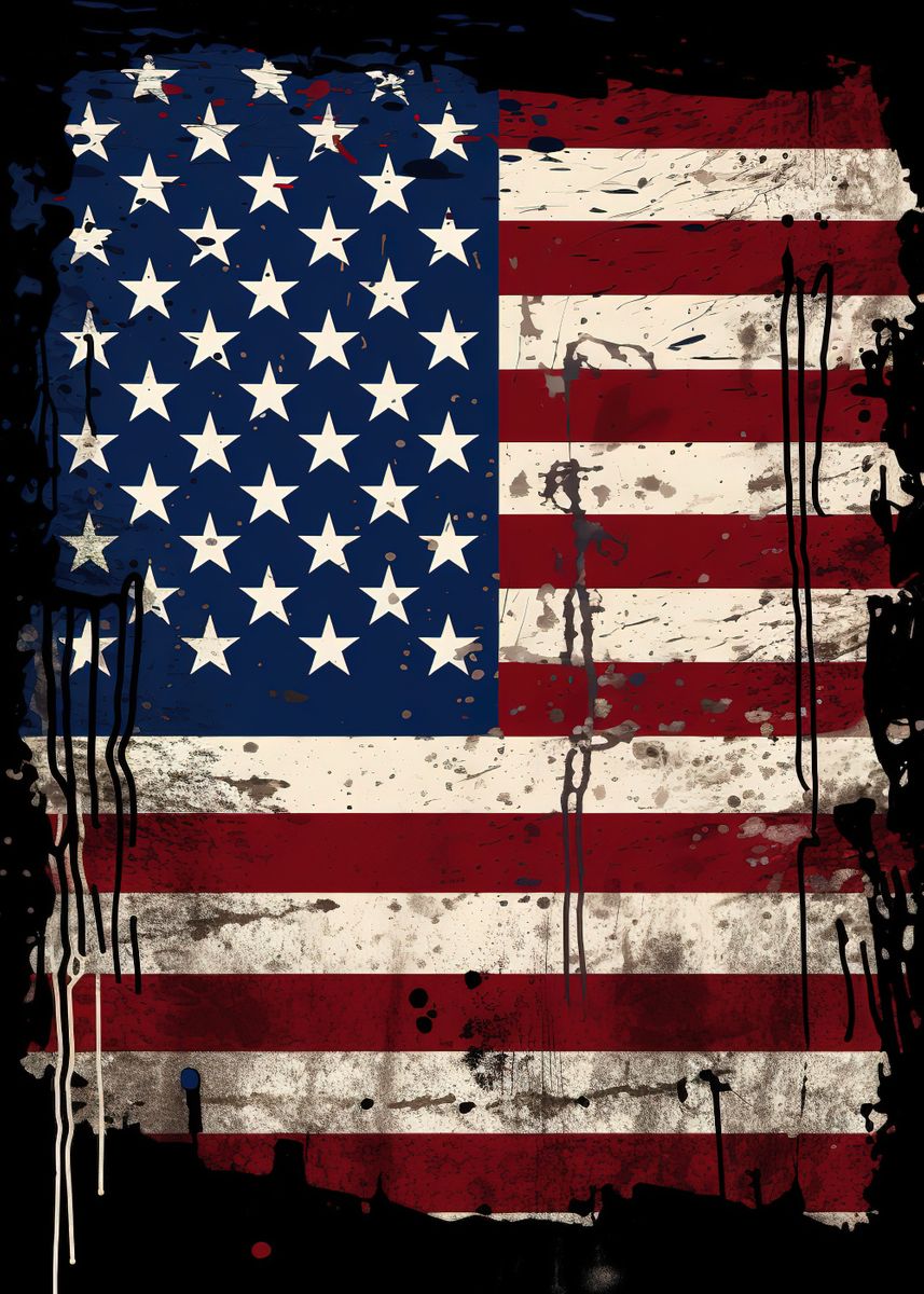 'american flag' Poster, picture, metal print, paint by Philippa ...