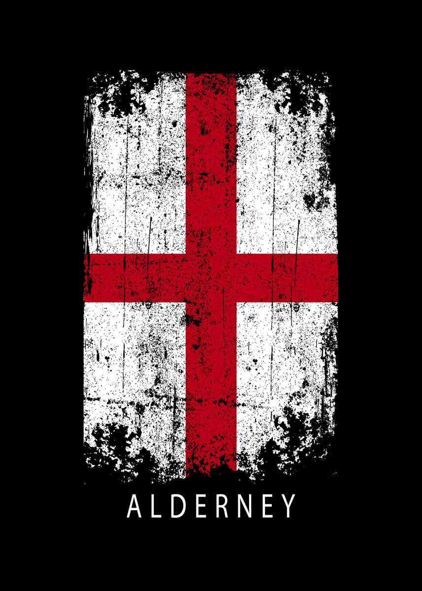 'ALDERNEY Flag' Poster, picture, metal print, paint by schmugo | Displate