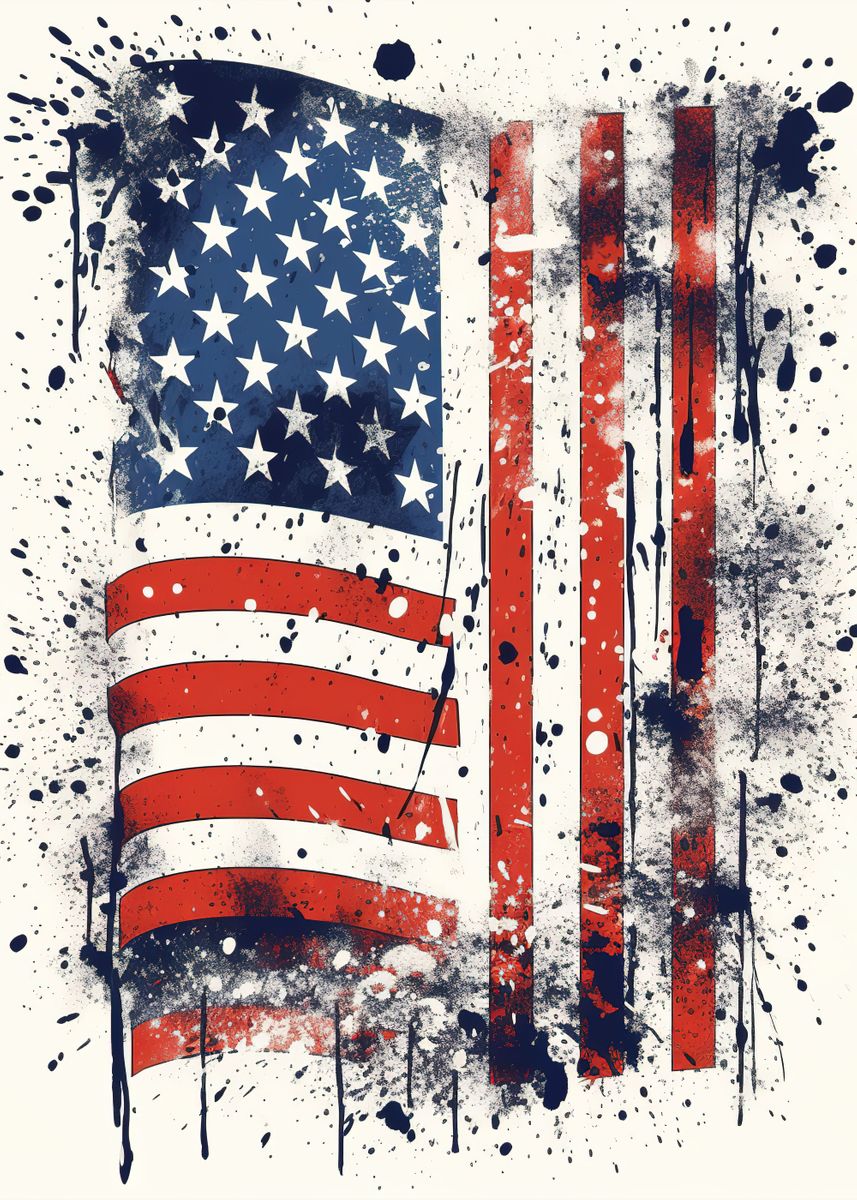 'american flag' Poster, picture, metal print, paint by Philippa ...