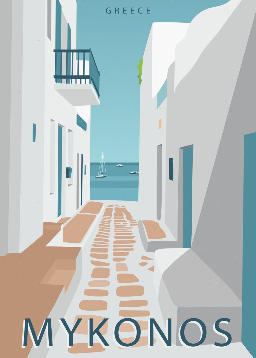 'Mykonos' Poster, picture, metal print, paint by Le Thi Thu Hien | Displate