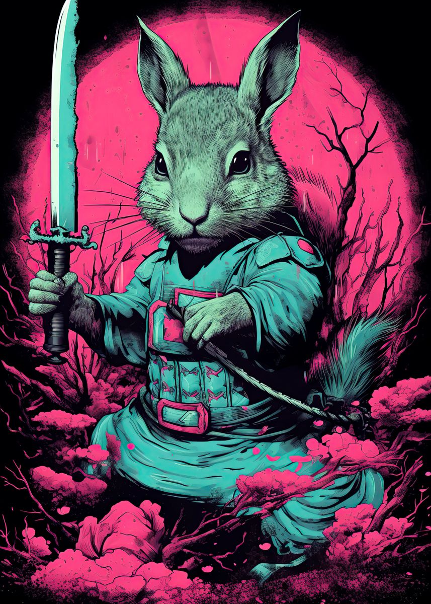 'Samurai squirrel' Poster, picture, metal print, paint by LeighHorne ...