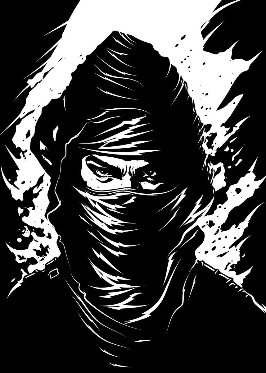 'Ninja Ink Splash' Poster, picture, metal print, paint by Shamoon ...