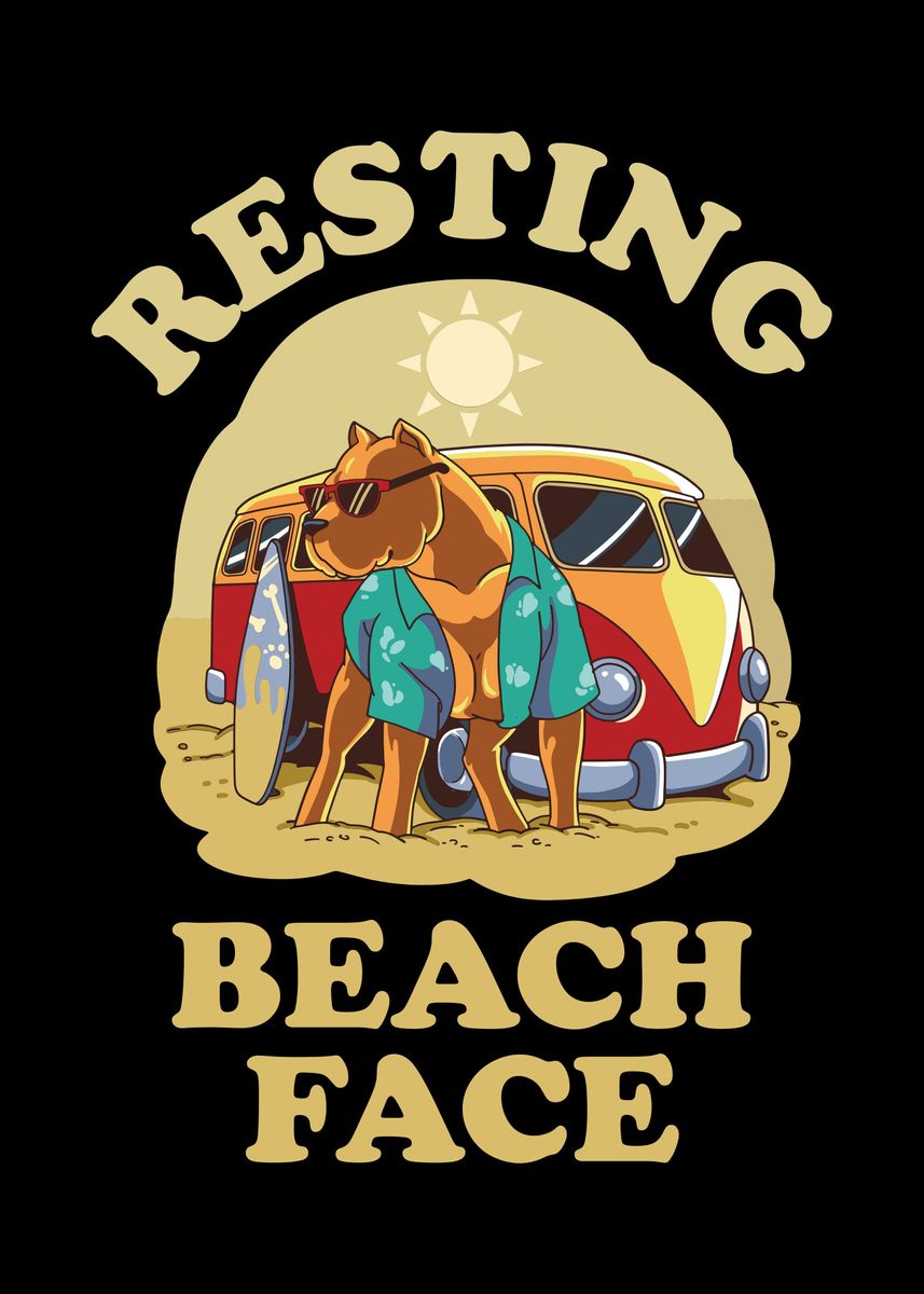 'Resting Beach Face' Poster, picture, metal print, paint by CatRobot ...