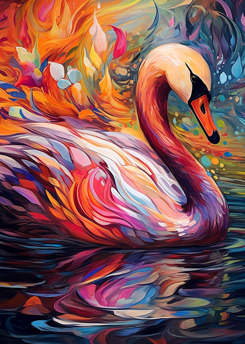 'beautiful swan' Poster, picture, metal print, paint by Coral Blackwell ...