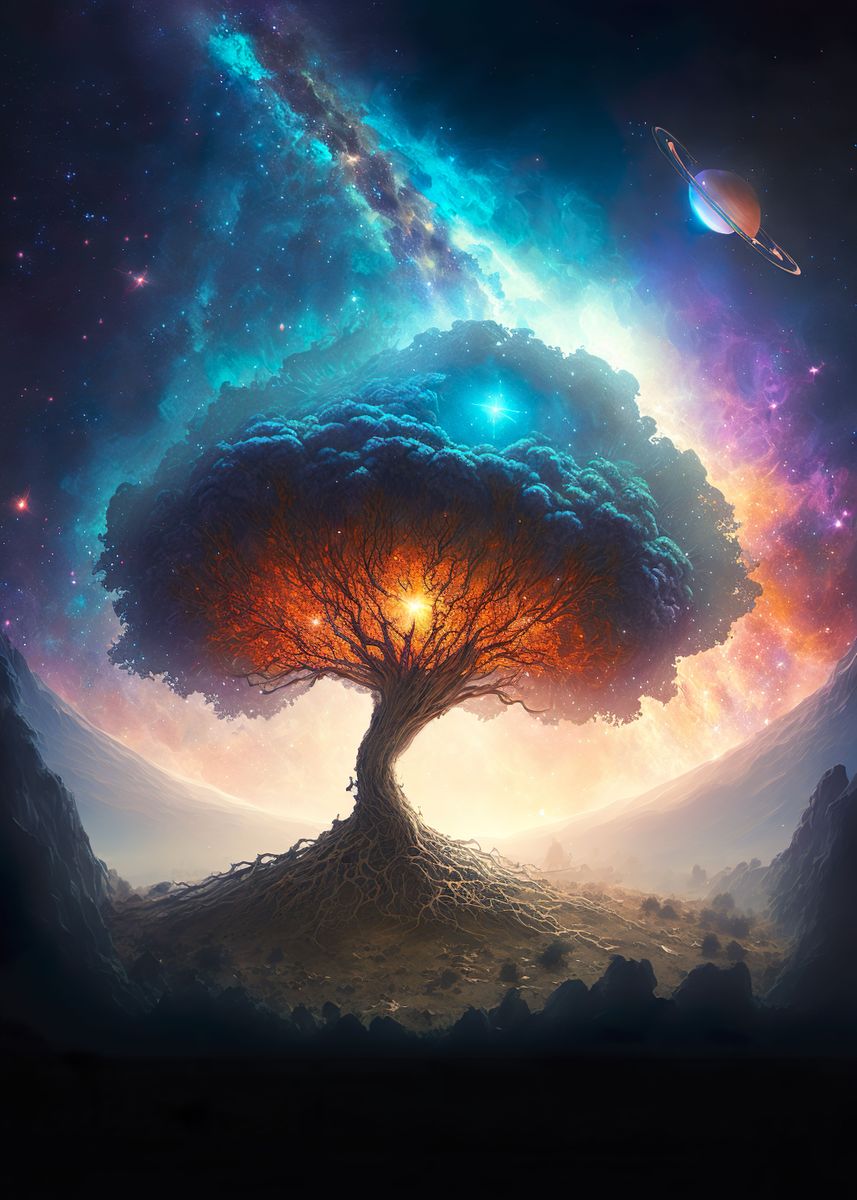 'Mystical Space Tree' Poster, picture, metal print, paint by ...
