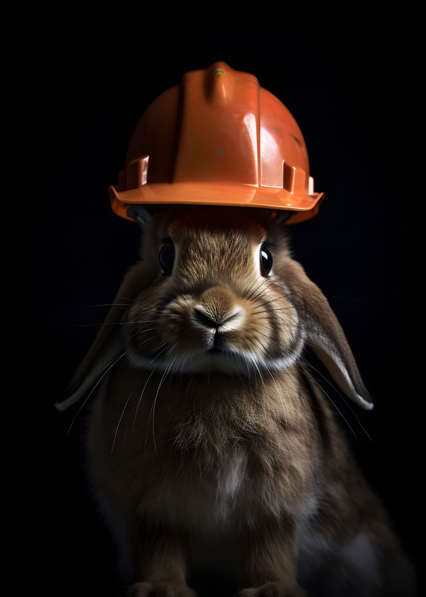 'Builder Rabbit' Poster, picture, metal print, paint by Makadur | Displate