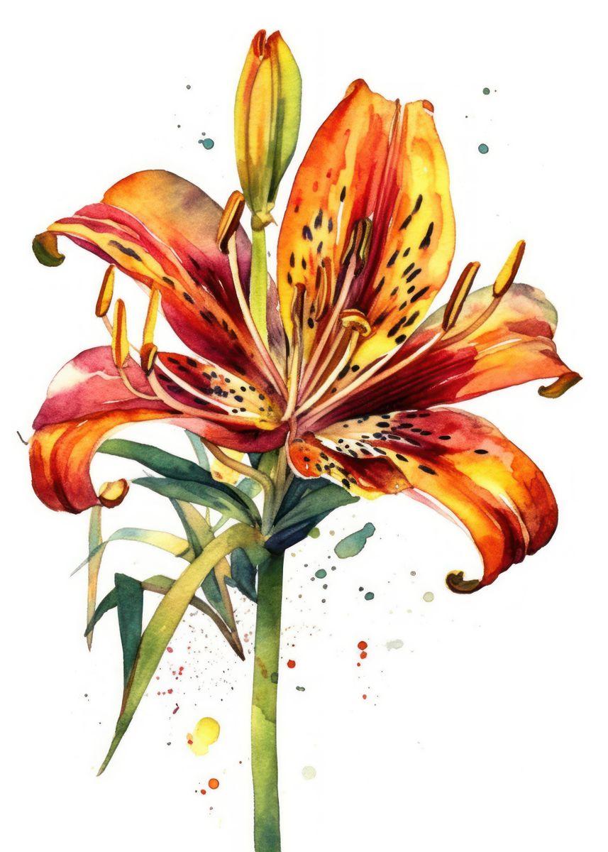 'Gloriosa Lily Flower Art' Poster, picture, metal print, paint by Usama ...