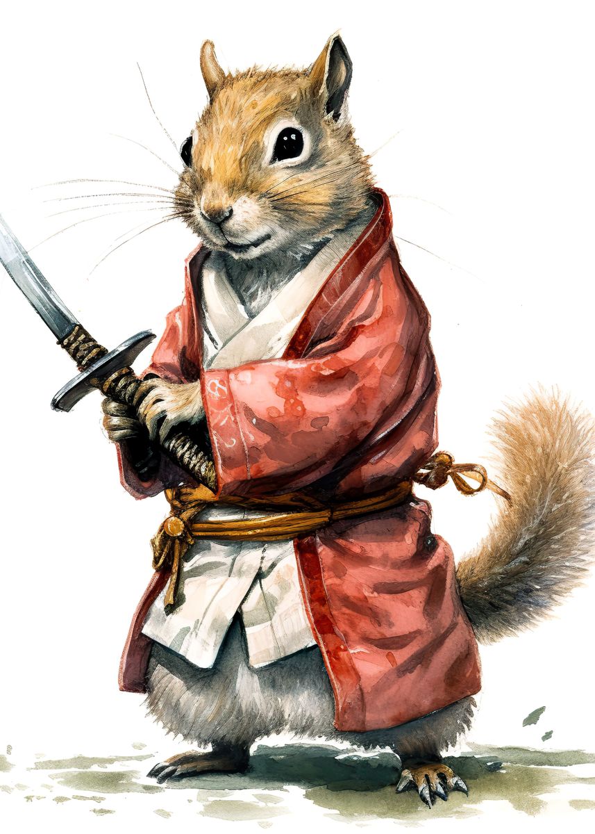 'Samurai squirrel' Poster, picture, metal print, paint by Leigh Horne ...