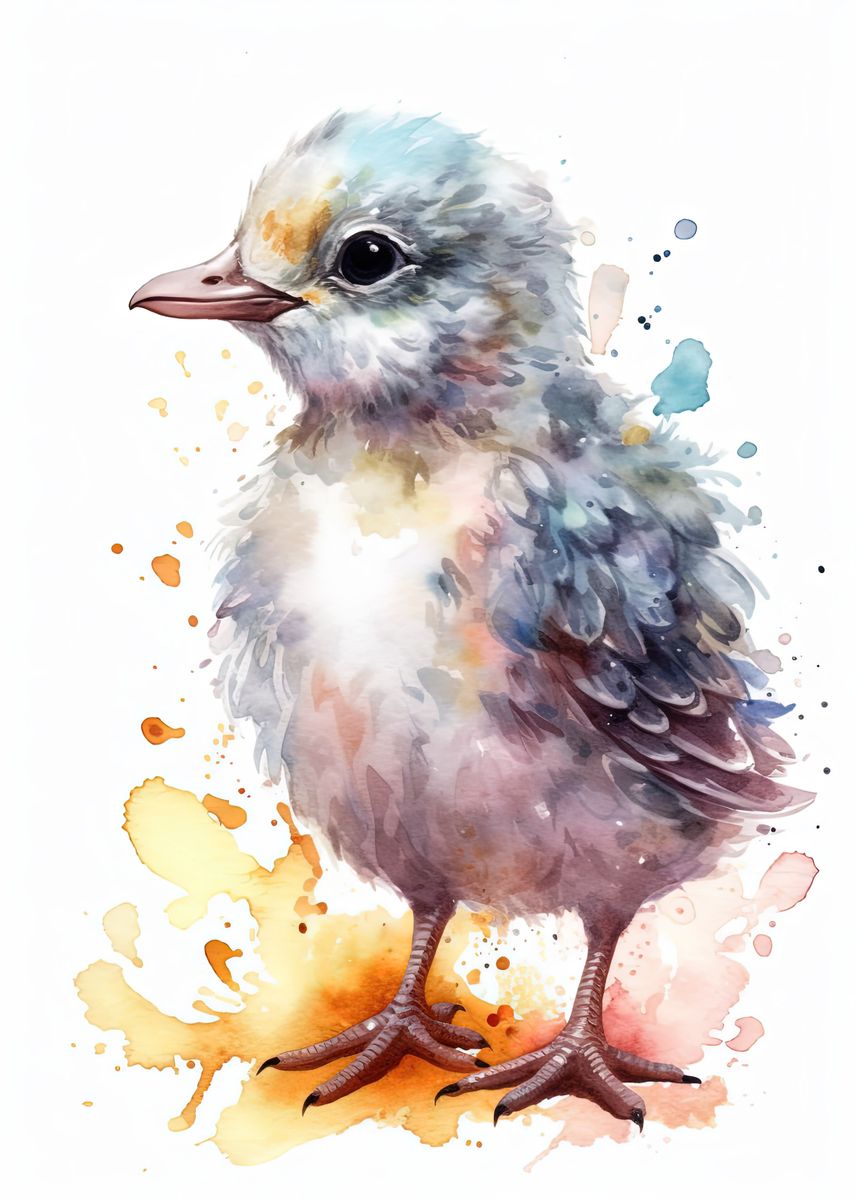 'Baby Seagull Watercolor' Poster, picture, metal print, paint by ...