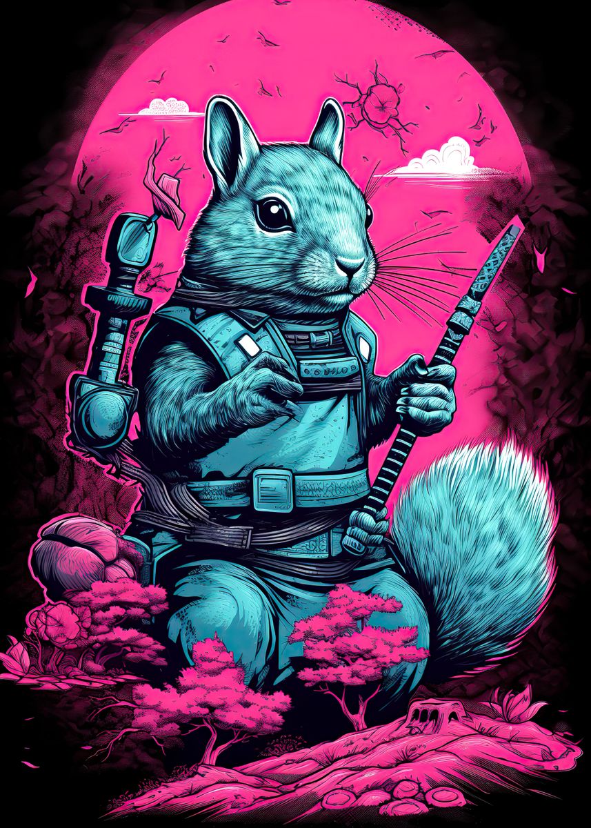 'Samurai squirrel' Poster, picture, metal print, paint by Leigh Horne ...