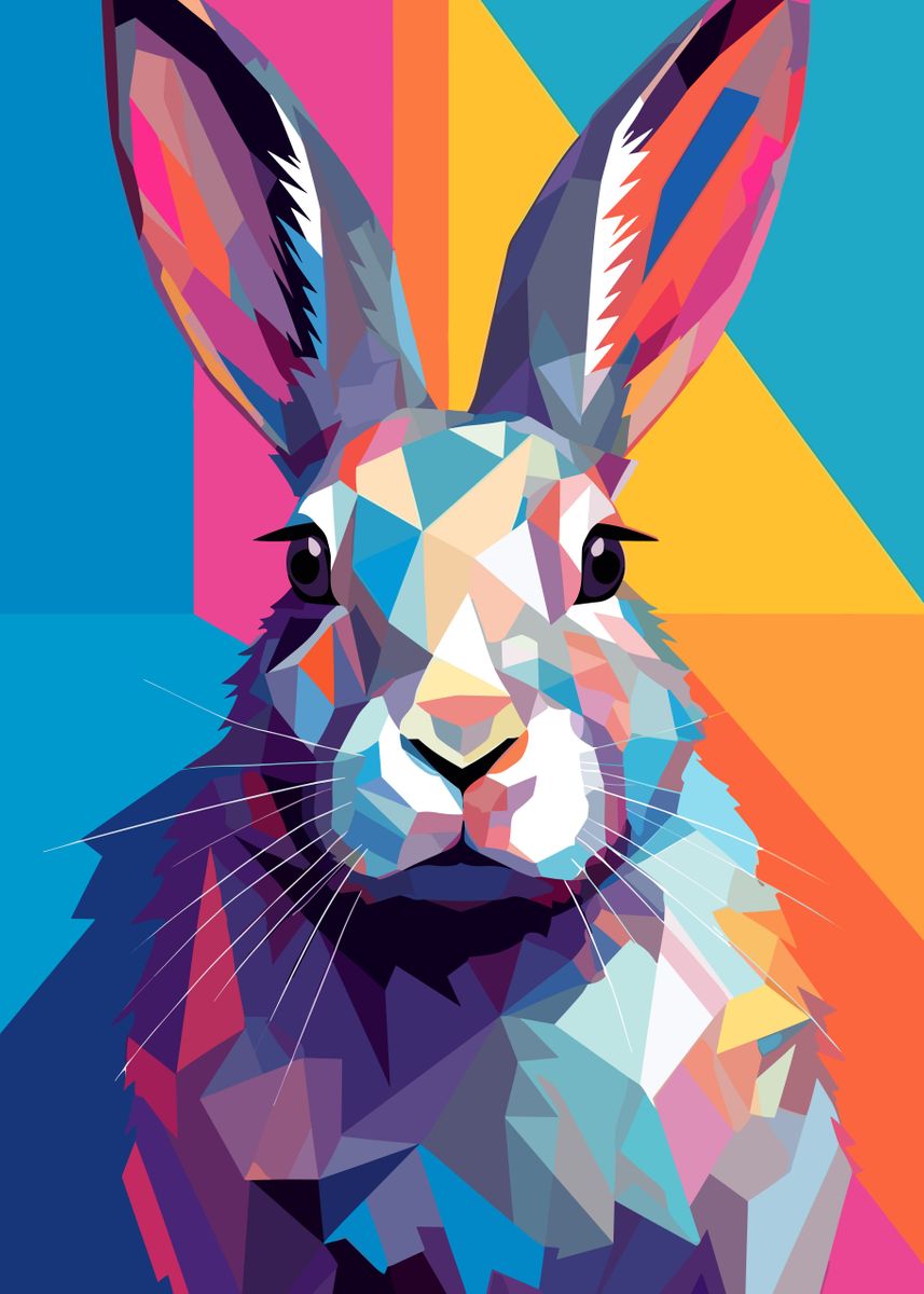 'Rabbit Animal Pop Art' Poster, picture, metal print, paint by Qreative ...