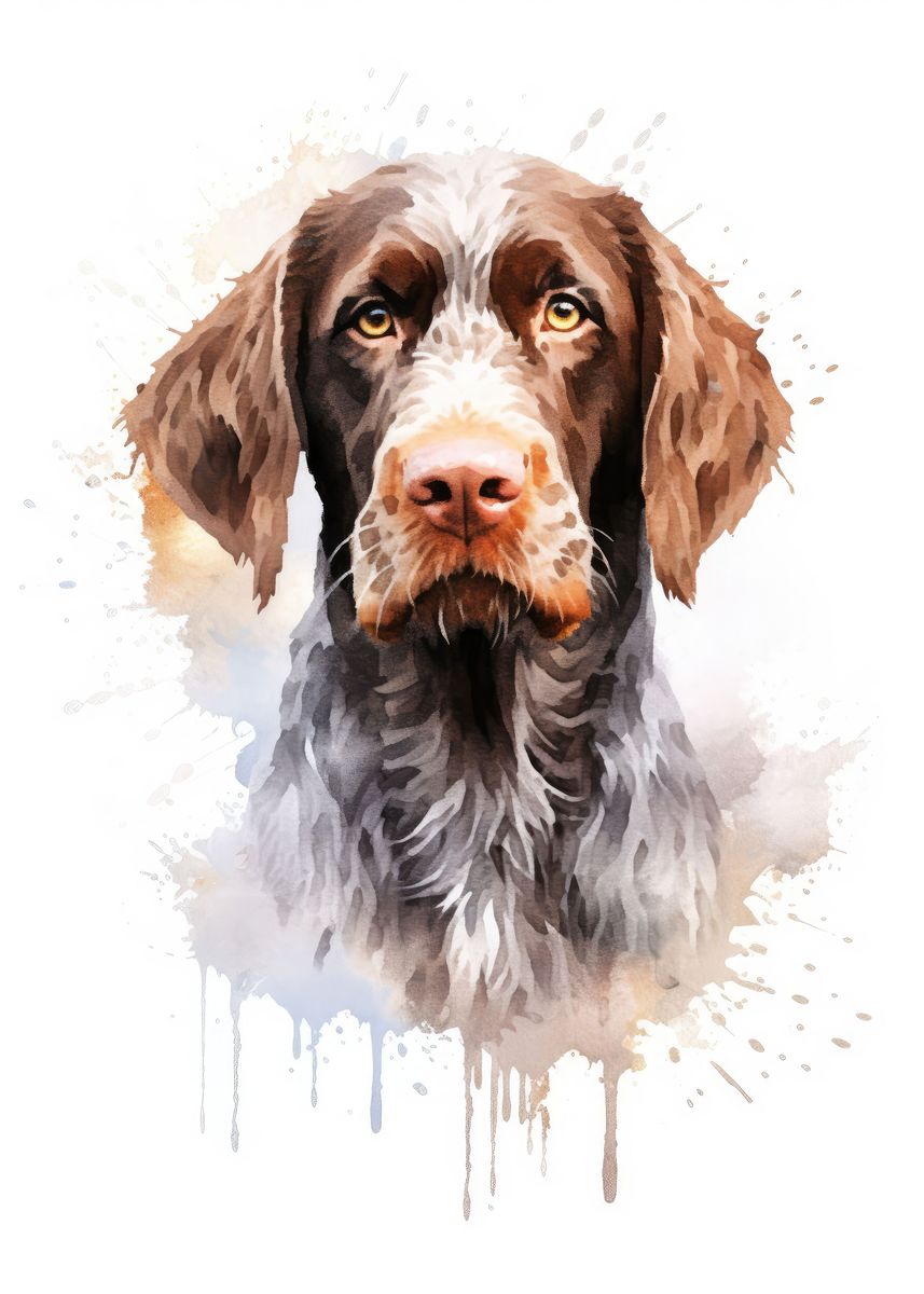 'German Wirehaired Pointer' Poster, picture, metal print, paint by ...