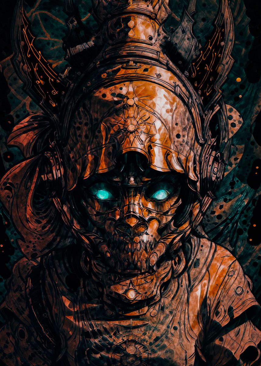 'Demonic samurai Hihi' Poster, picture, metal print, paint by Lukasz ...