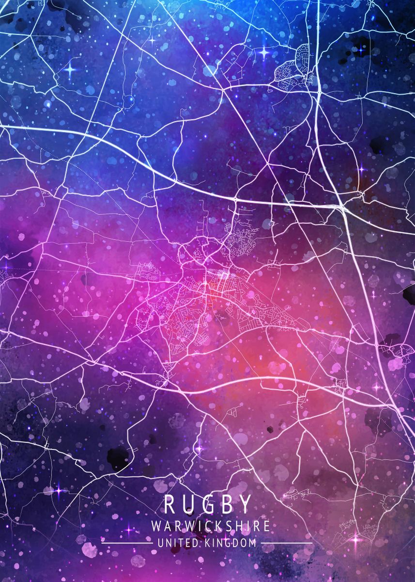 'Rugby UK City Map' Poster, picture, metal print, paint by Gigi Bgm ...