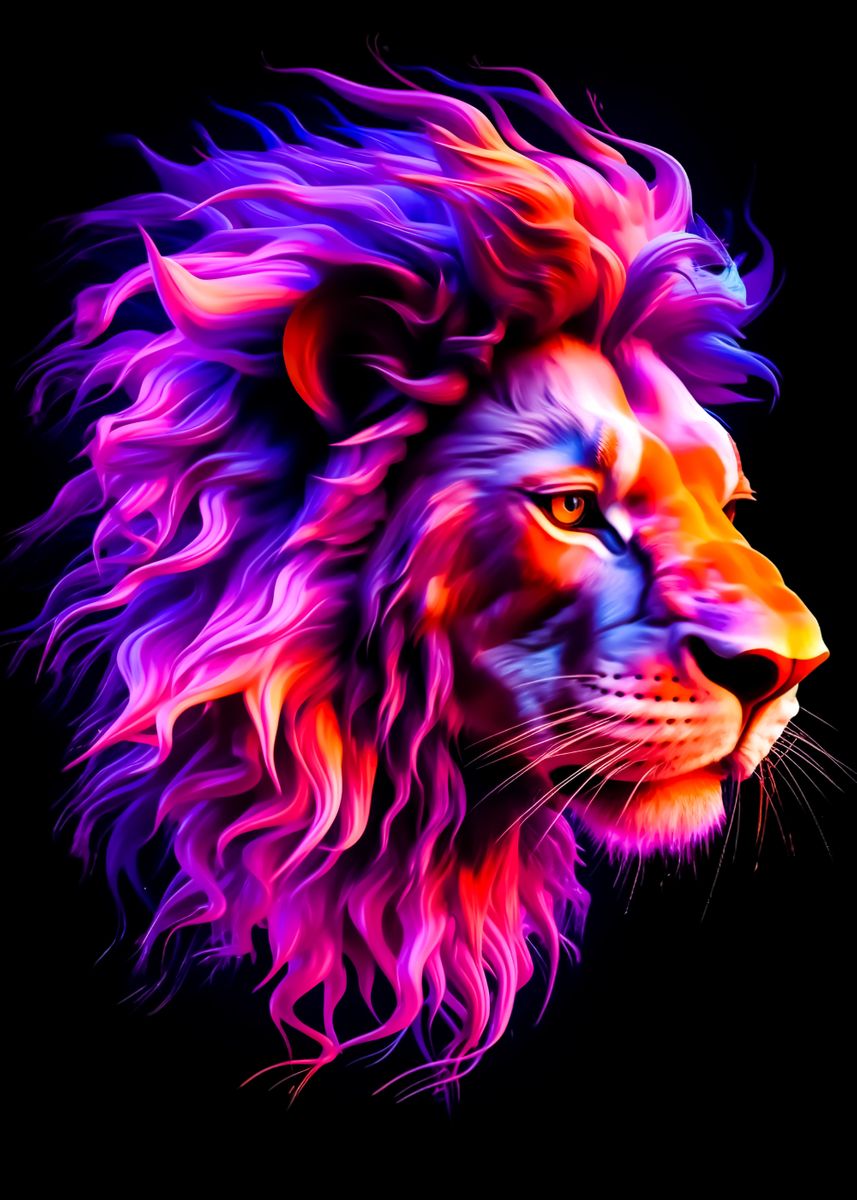 'Red Lion Head' Poster by Audrey | Displate