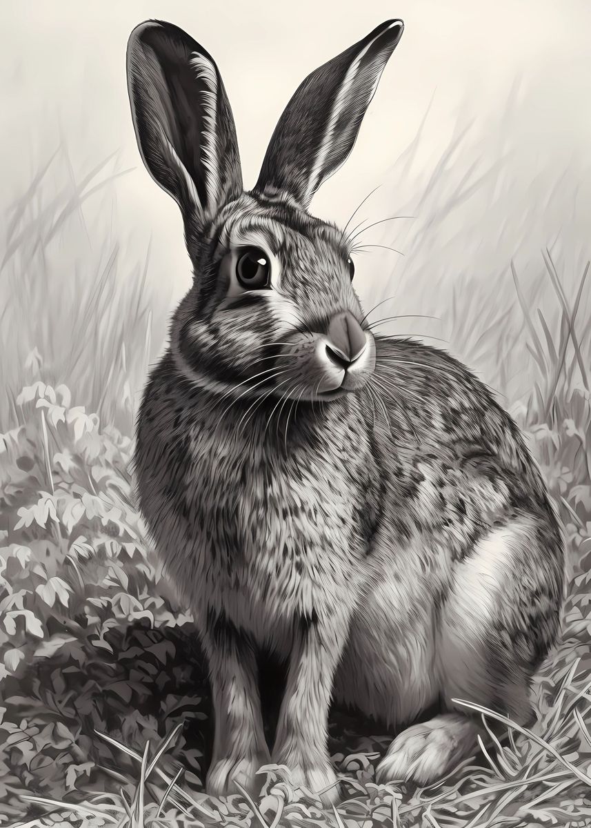 'Rabbit Pencil Drawing' Poster, picture, metal print, paint by Frank ...