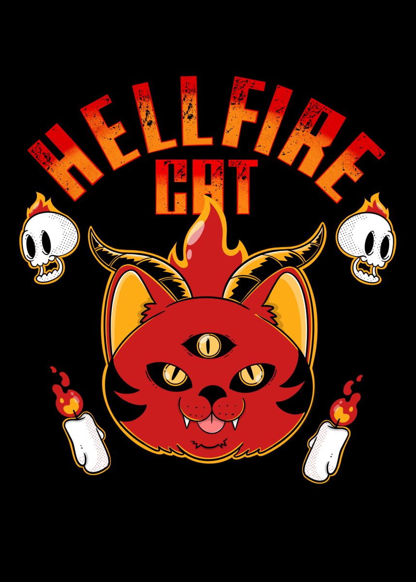 'Hellfire Cat' Poster, picture, metal print, paint by ArtThree Studio ...