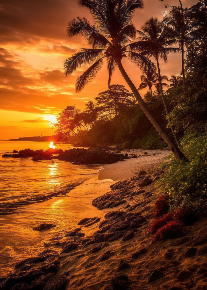 'Beach Sunrise' Poster, picture, metal print, paint by Mobilunik | Displate