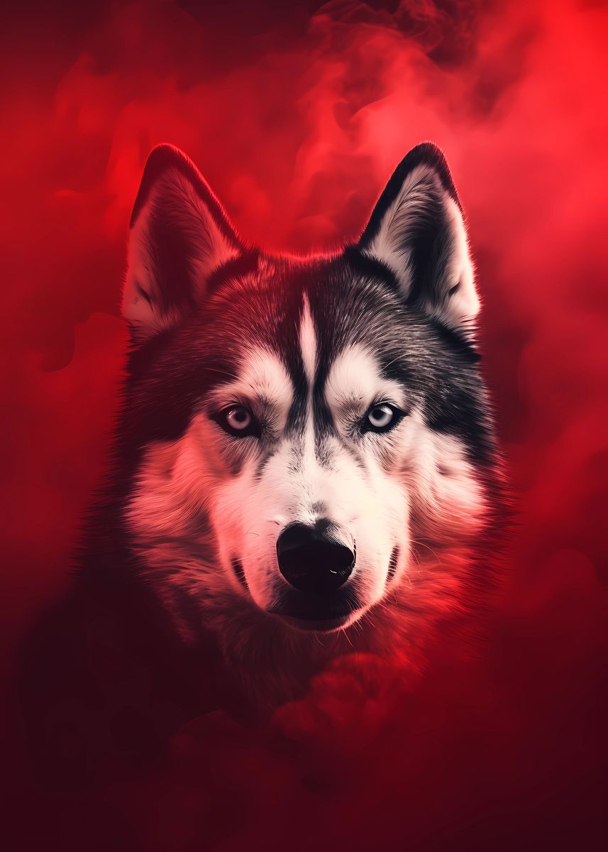 'Husky Smoke' Poster, picture, metal print, paint by DecoyDesign | Displate