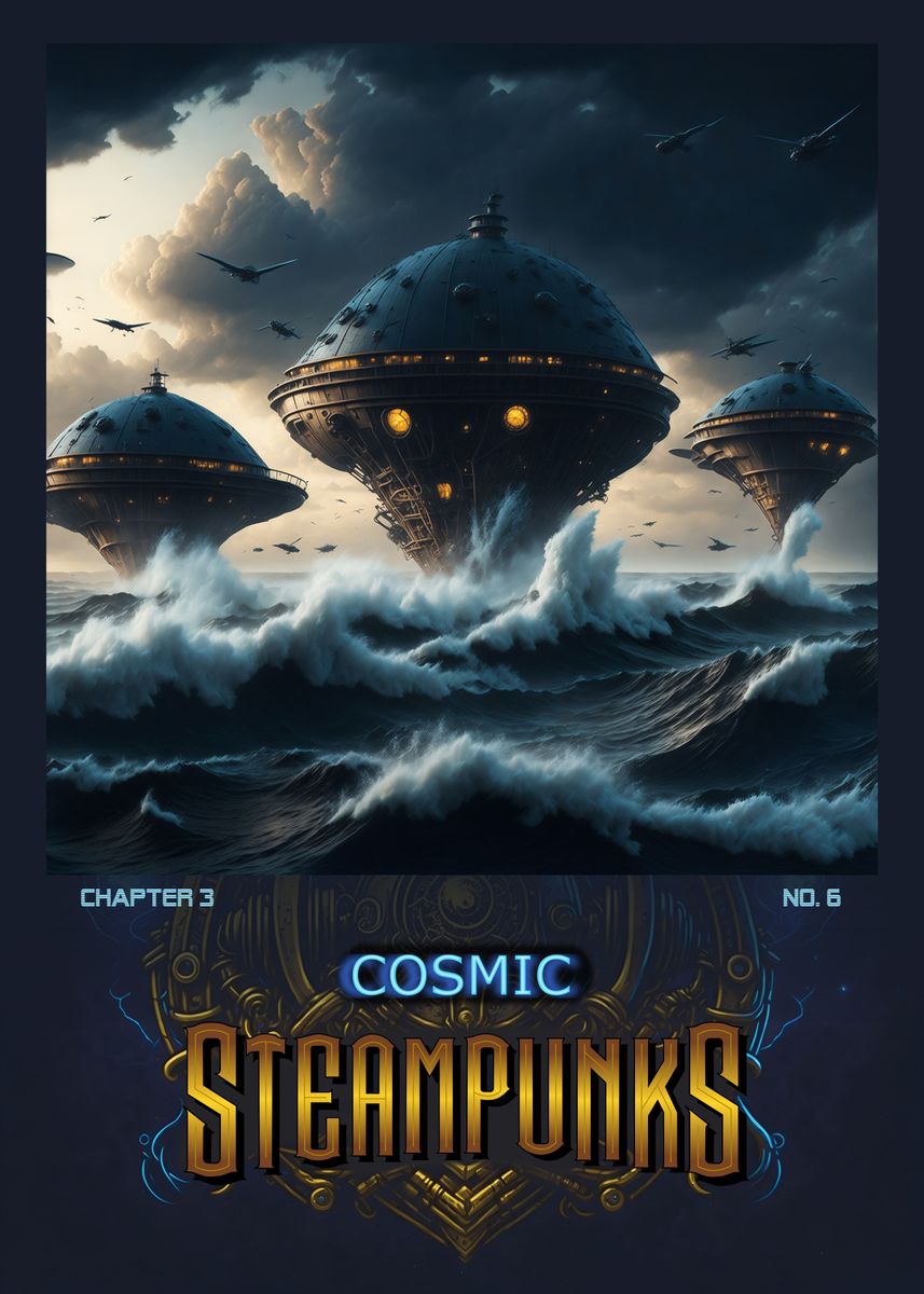 'Cosmic Steampunks C3 N6' Poster, picture, metal print, paint by Tom ...