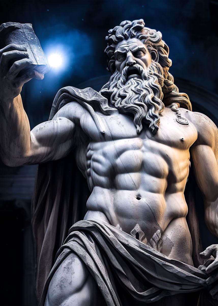 'Zeus statue Watercolor ' Poster, picture, metal print, paint by Anime ...