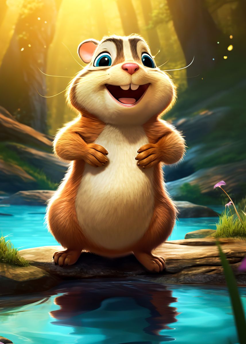 'Cute chipmunk' Poster by Yannis Denton | Displate