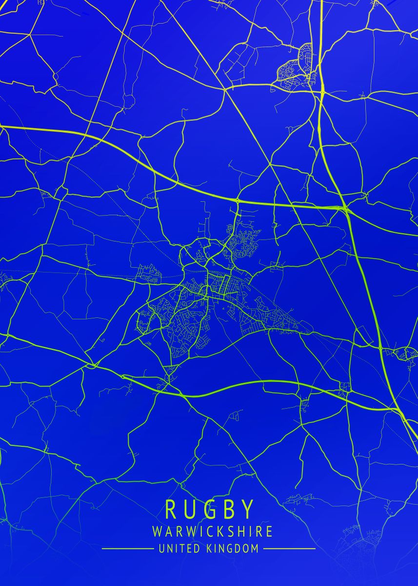 'Rugby UK City Map' Poster, picture, metal print, paint by Gigi Bgm ...
