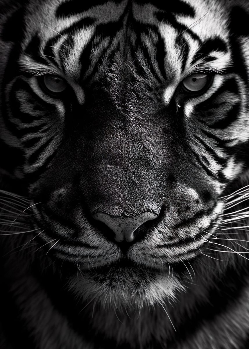 'Monochrome Tiger' Poster, picture, metal print, paint by GLITCHED ART ...