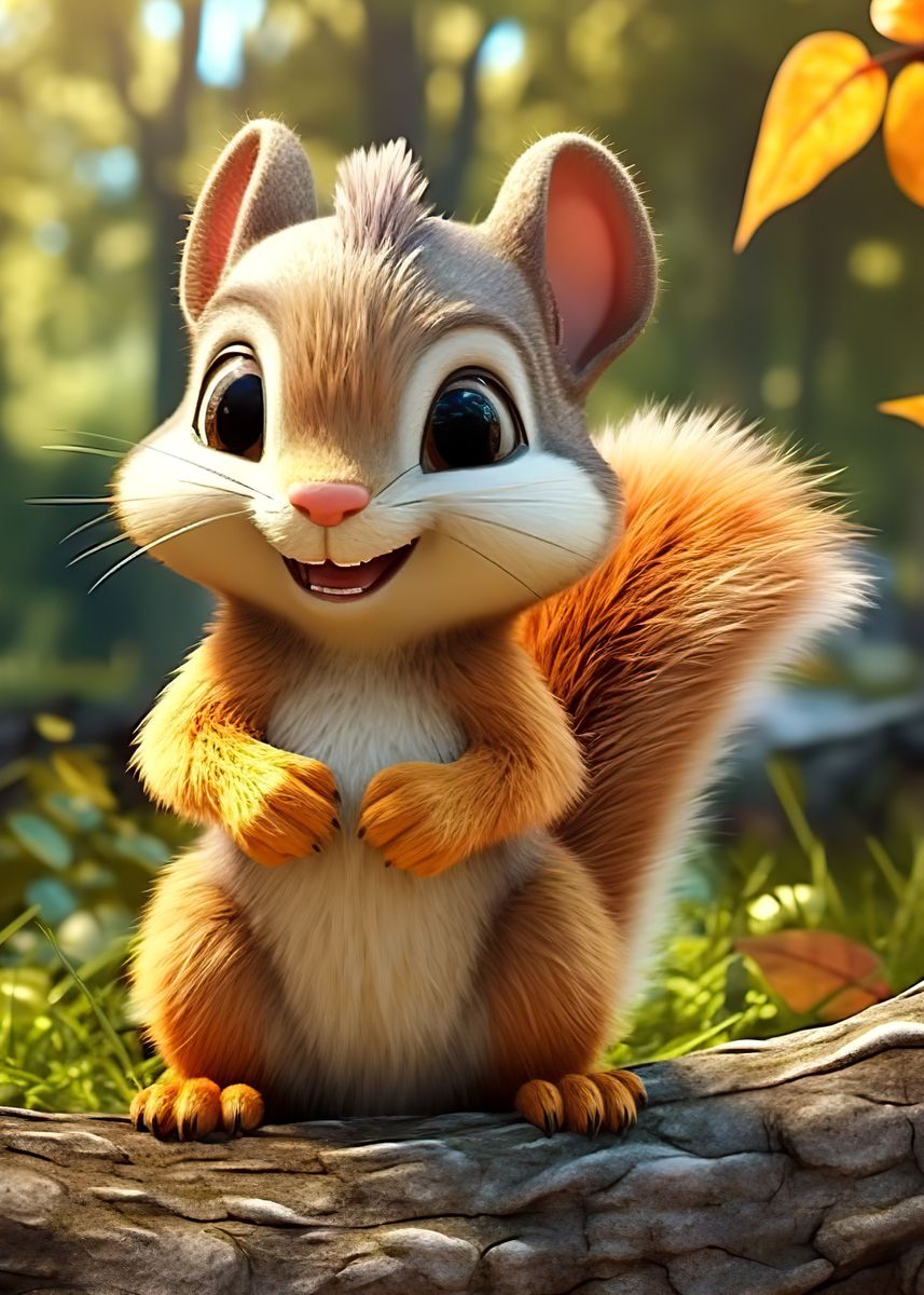 'Cute chipmunk' Poster, picture, metal print, paint by Yannis Denton ...