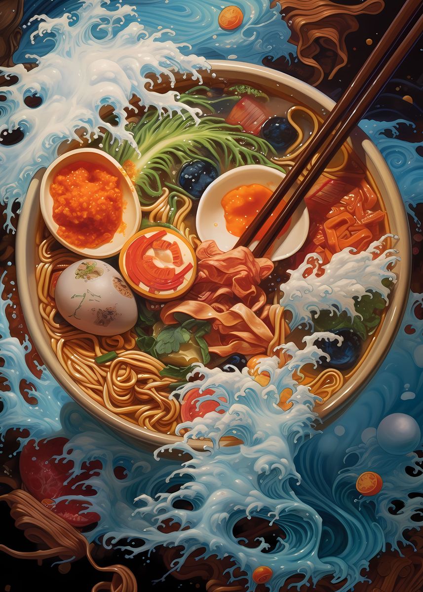 'Wave Off Kanagawa Ramen' Poster by GoodLifeImages | Displate