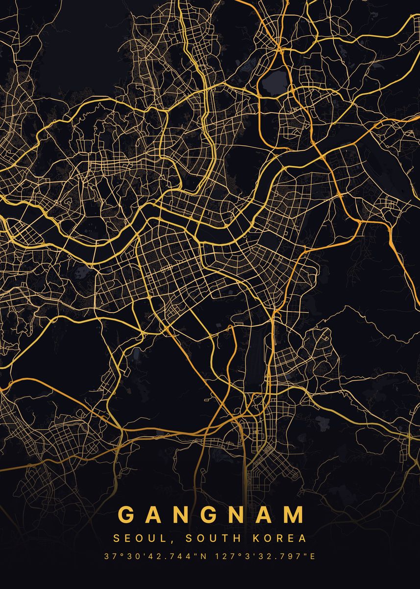 'Gangnam Seoul South Korea' Poster, picture, metal print, paint by Kemi ...