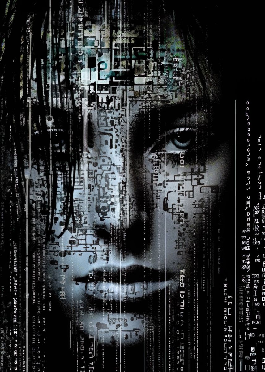 'A Face In Binary Code' Poster, picture, metal print, paint by ...