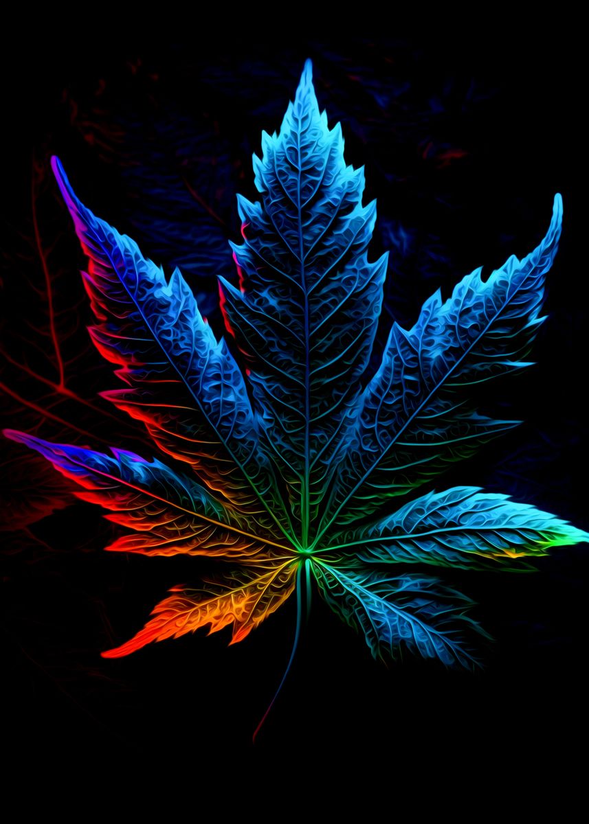 'Colorful Cannabis' Poster, picture, metal print, paint by Tiker Arts | Displate