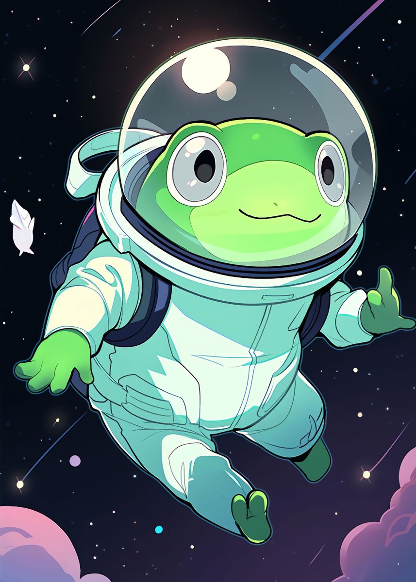 'Froggy Astronaut in Space' Poster by Examm Studios | Displate