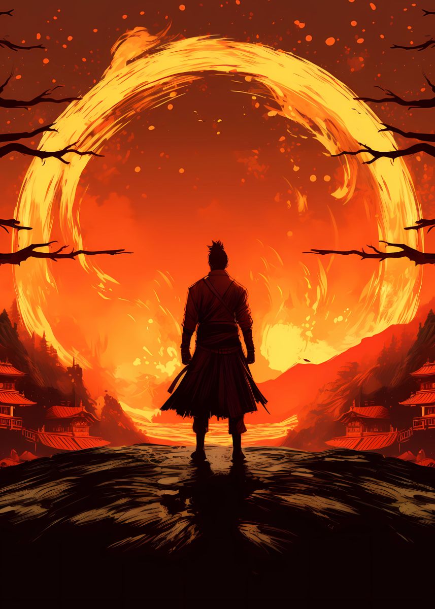 'Samurai on fire' Poster, picture, metal print, paint by David Scott ...