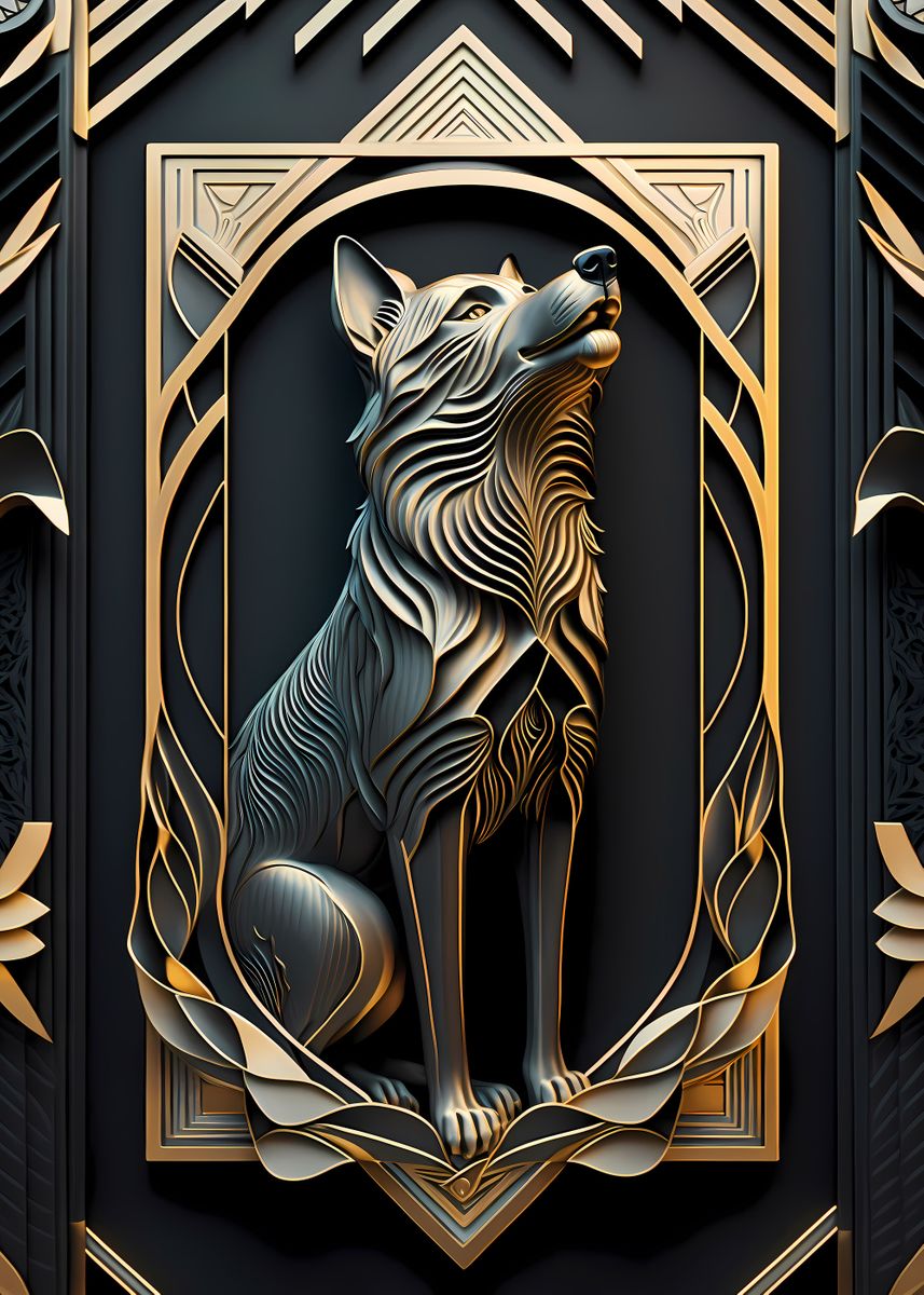 'Royal Wolf Art Deco' Poster, picture, metal print, paint by Luong Phat ...